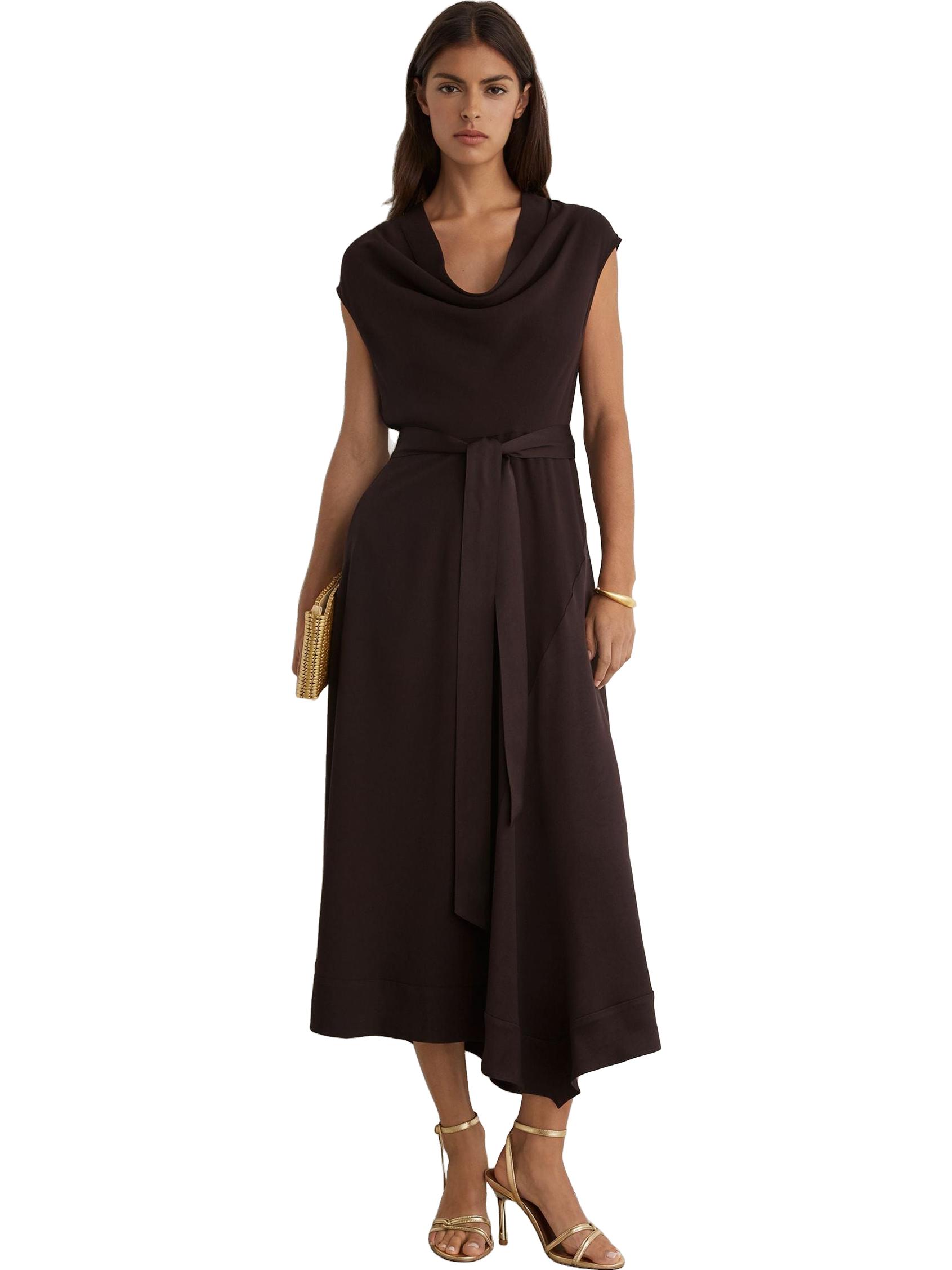 REISS Reiss Justine Cowl-Neck Tie-Waist Midi Dress